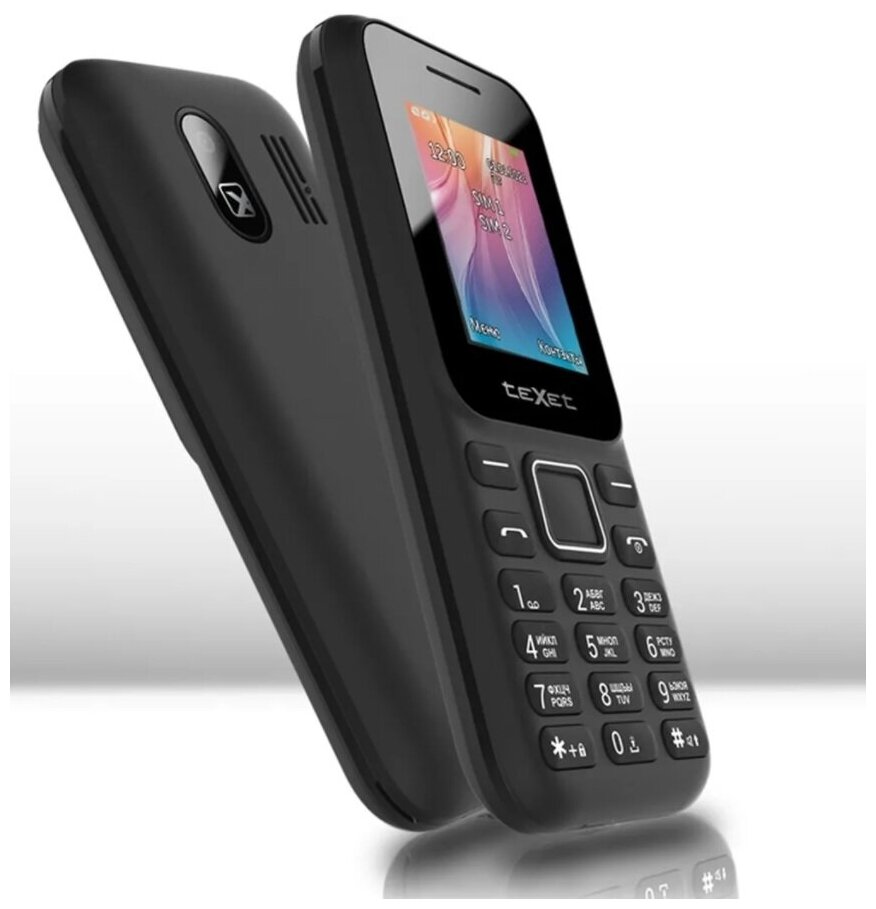 Характеристики Телефон сотовый texet TM-123 черный, описание, фотографии